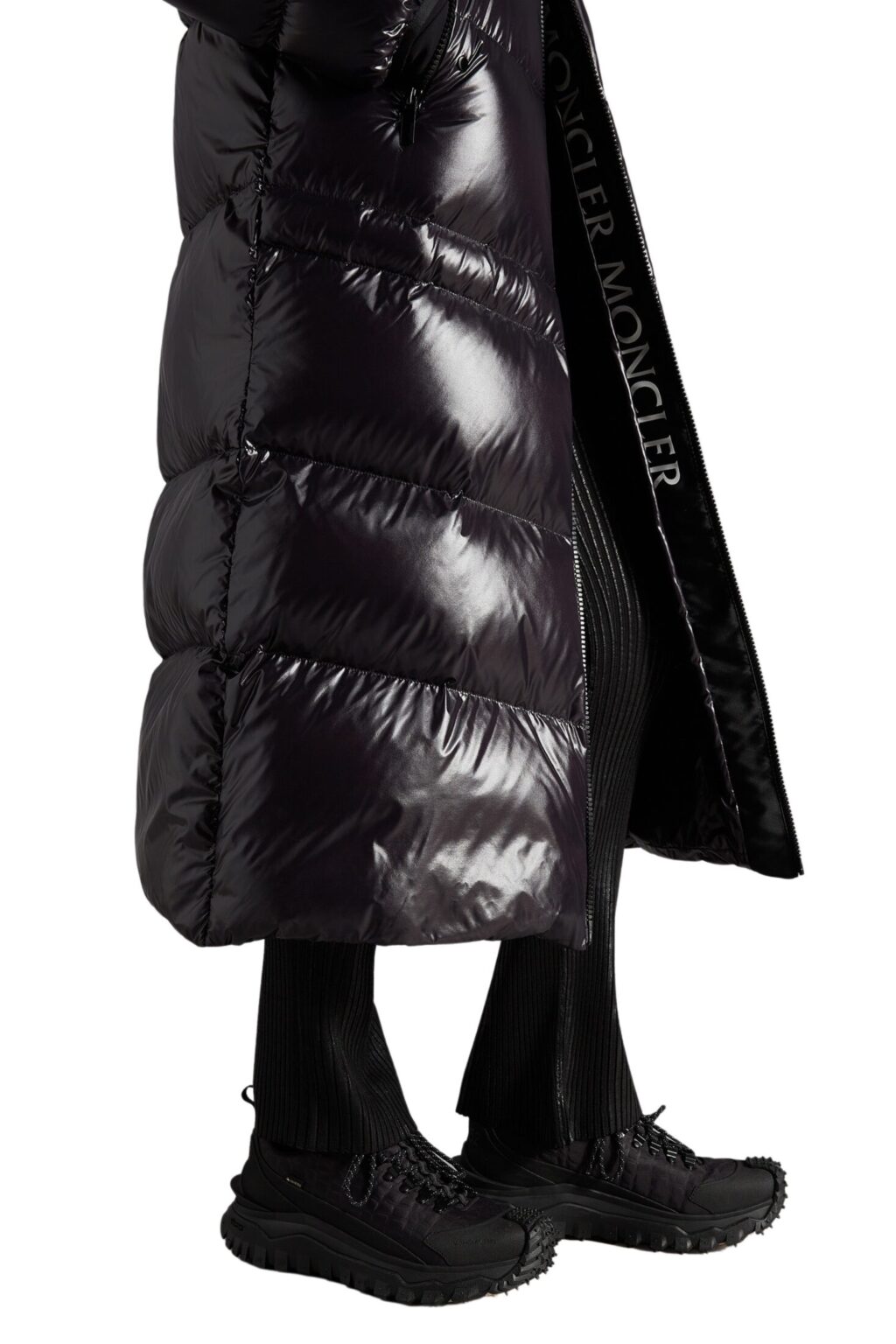 Moncler Chanon Long Down Jacket - Sort | Follestad