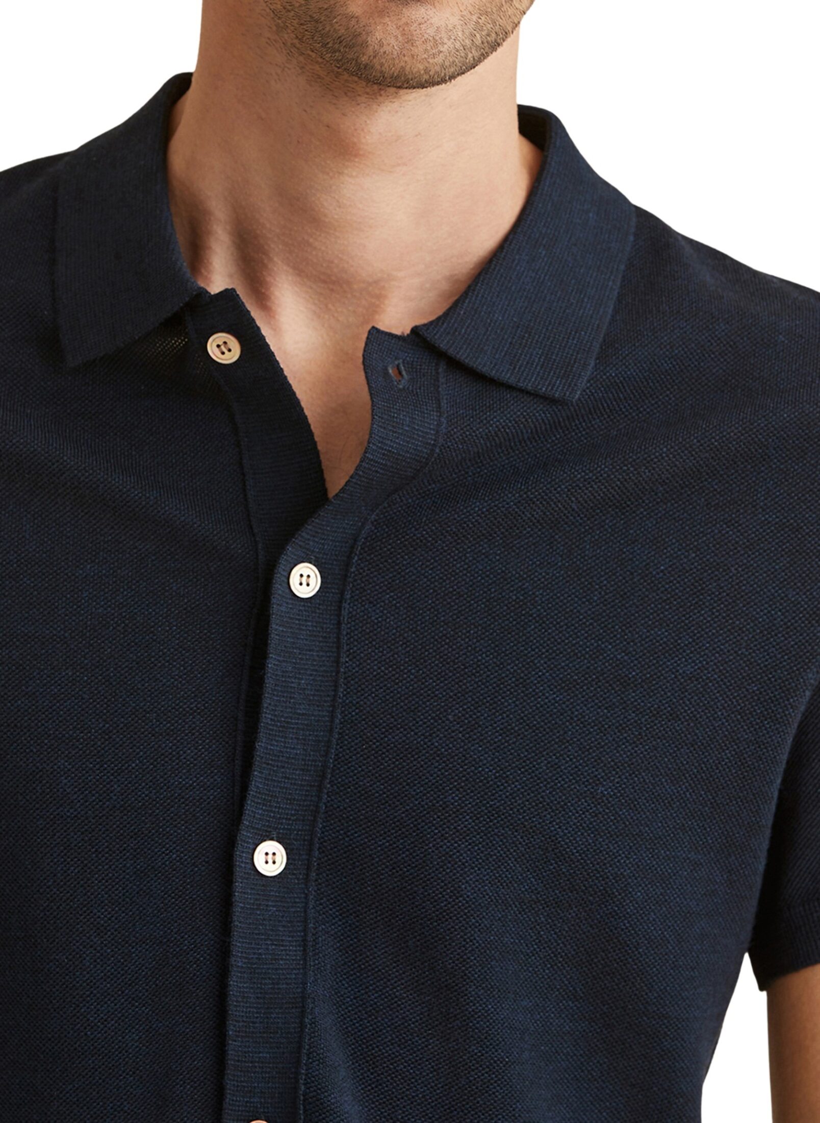 Morris Stockholm Heritage Alberto SS Knitted Shirt - Marine | Follestad