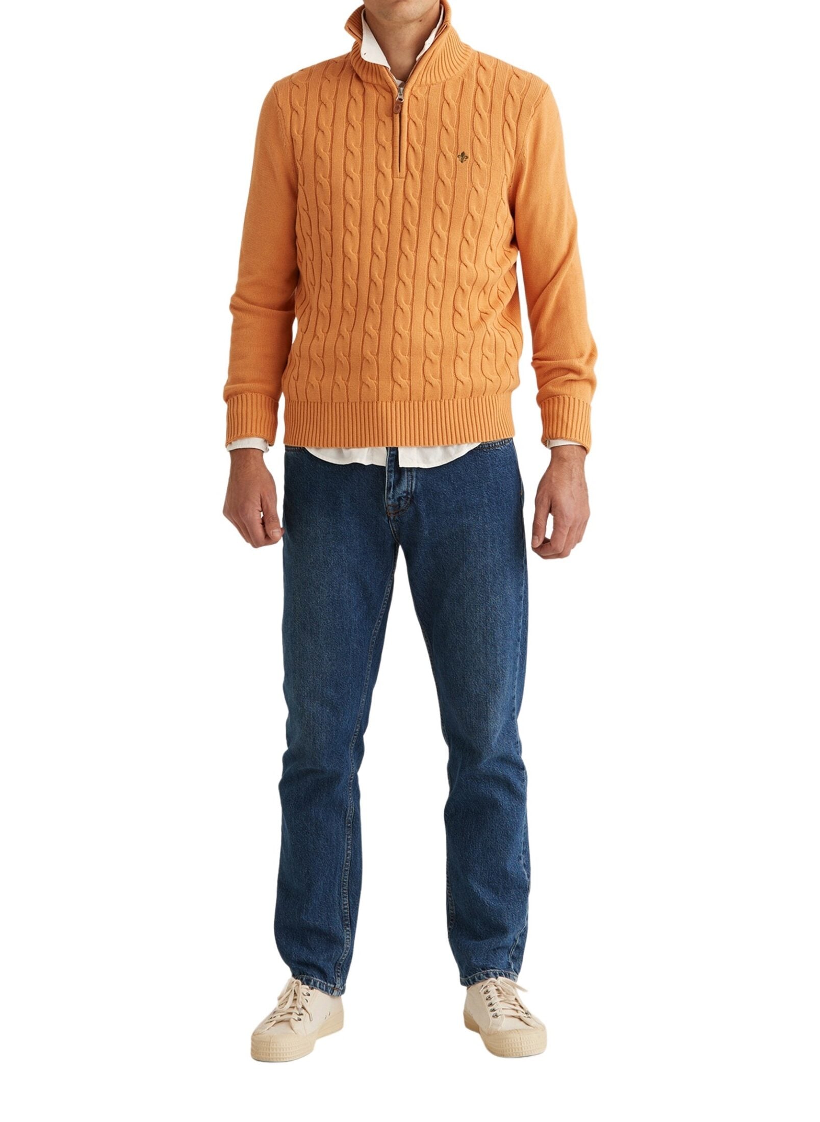Morris Stockholm Raymond Cable Half Zip - Oransje | Follestad