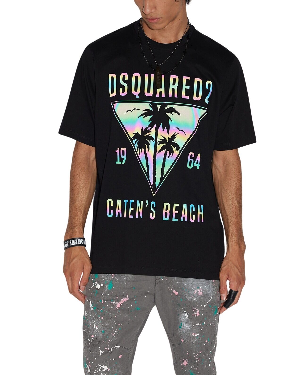 Dsquared2 D2 Caten`s Beach Slouch T-Shirt - Sort | Follestad