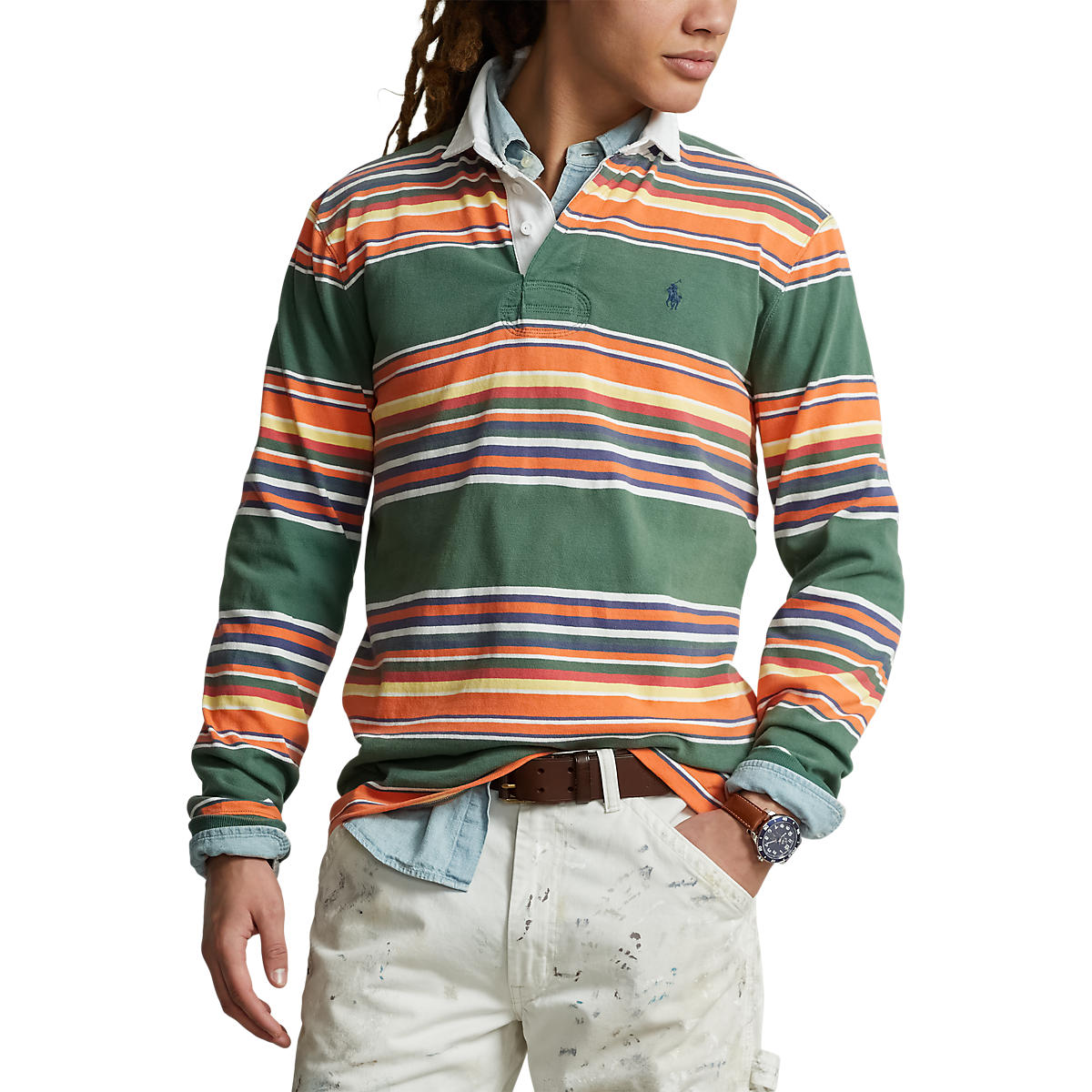 Polo Ralph Lauren Classic Fit Striped Jersey Rugby Shirt - Grønn | Follestad