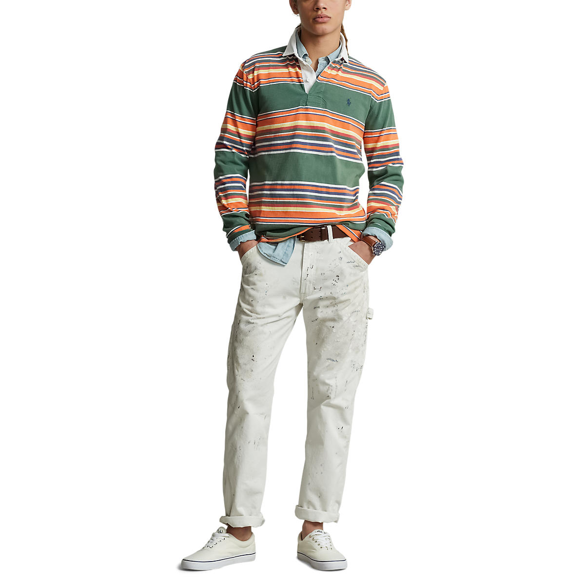 Polo Ralph Lauren Classic Fit Striped Jersey Rugby Shirt - Grønn | Follestad