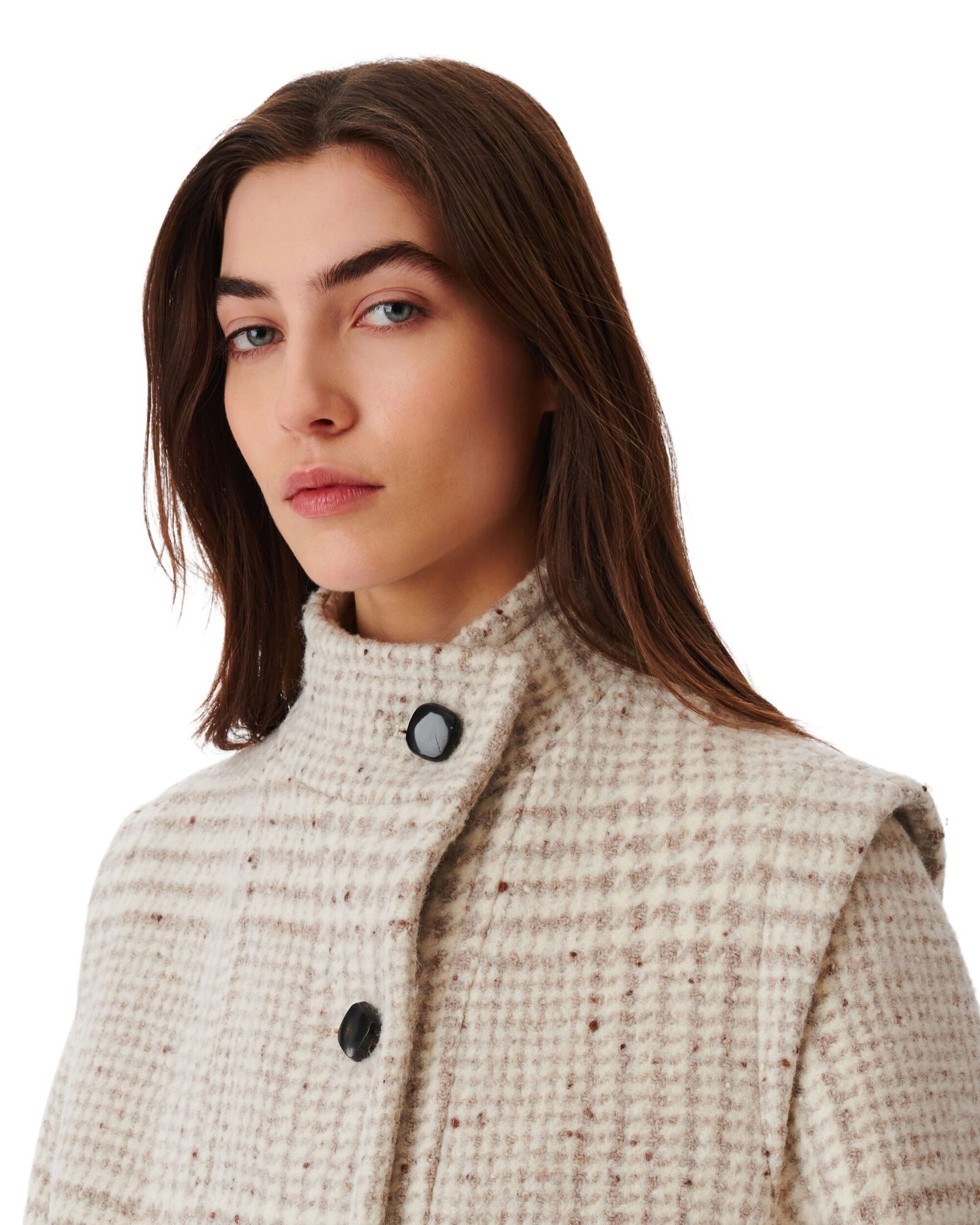 Iro Paris Belni Checkered Wool Coat - Beige | Follestad