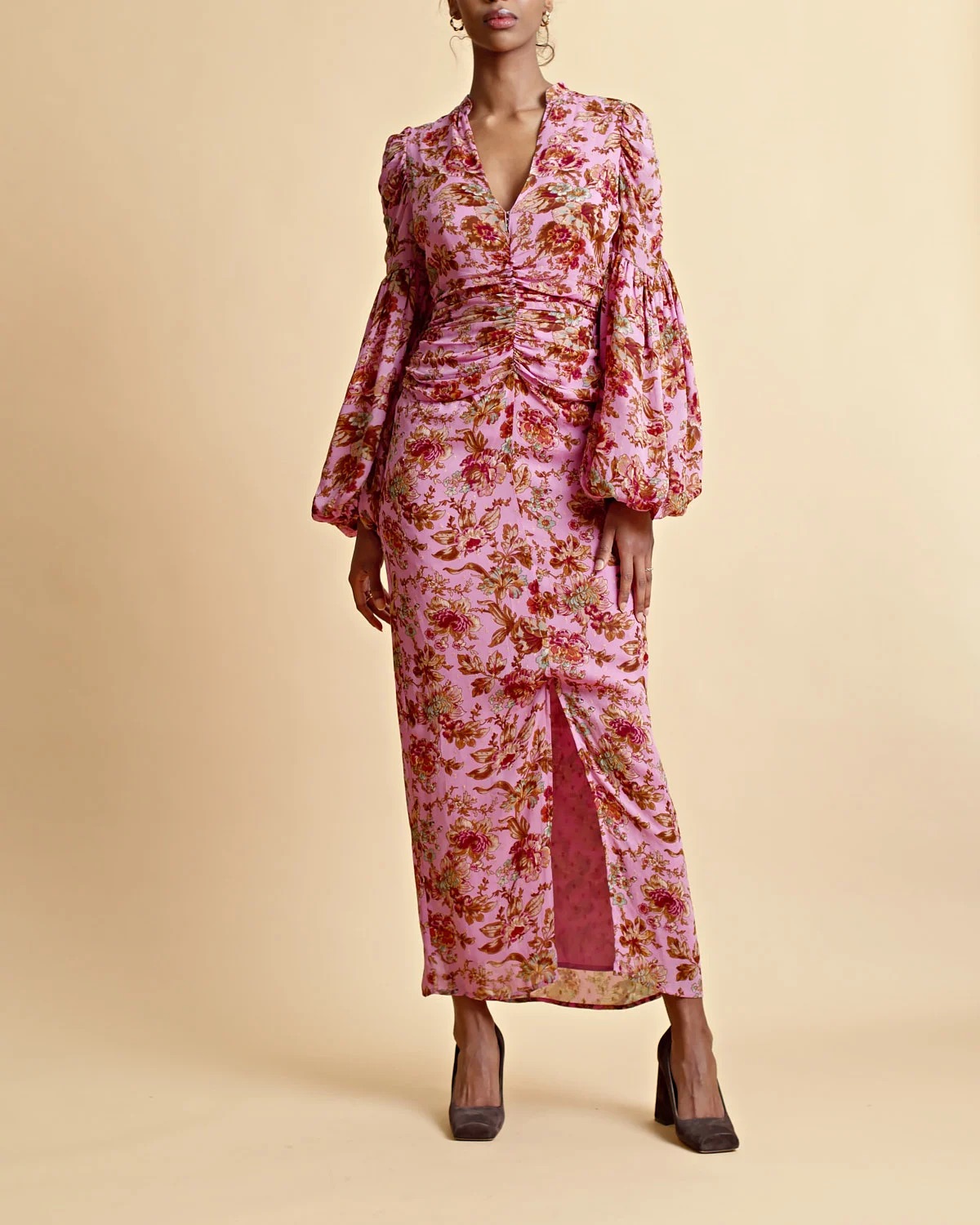 byTiMo Golden Georgette Rouching Dress - Rosa | Follestad