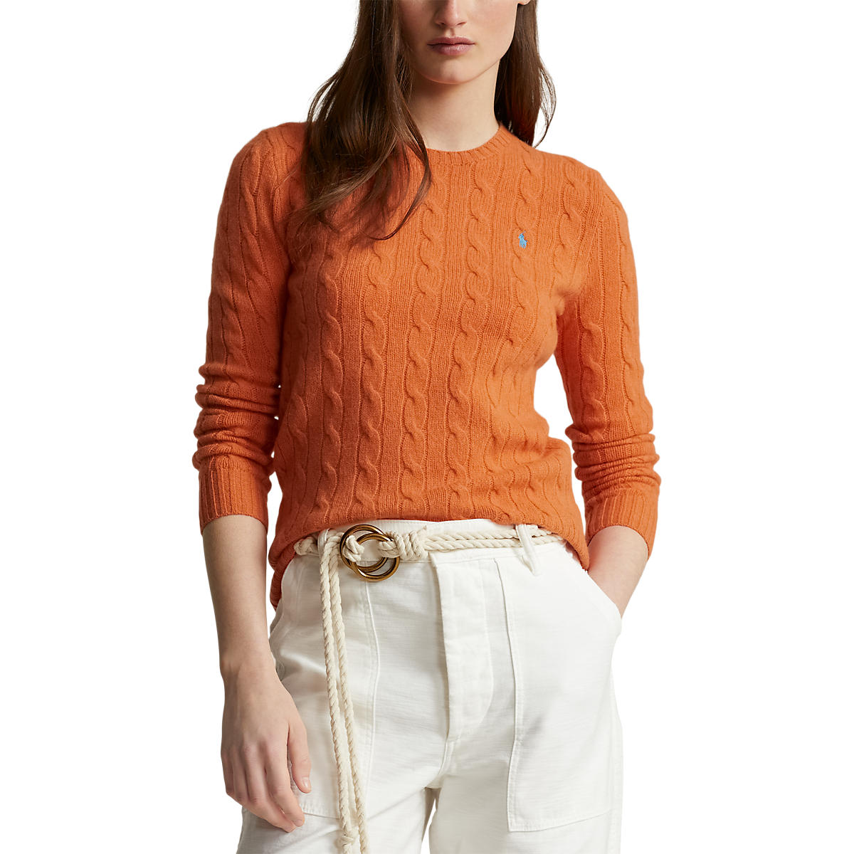 Polo Ralph Lauren Cable Knit Wool Cashmere Sweater Oransje Follestad