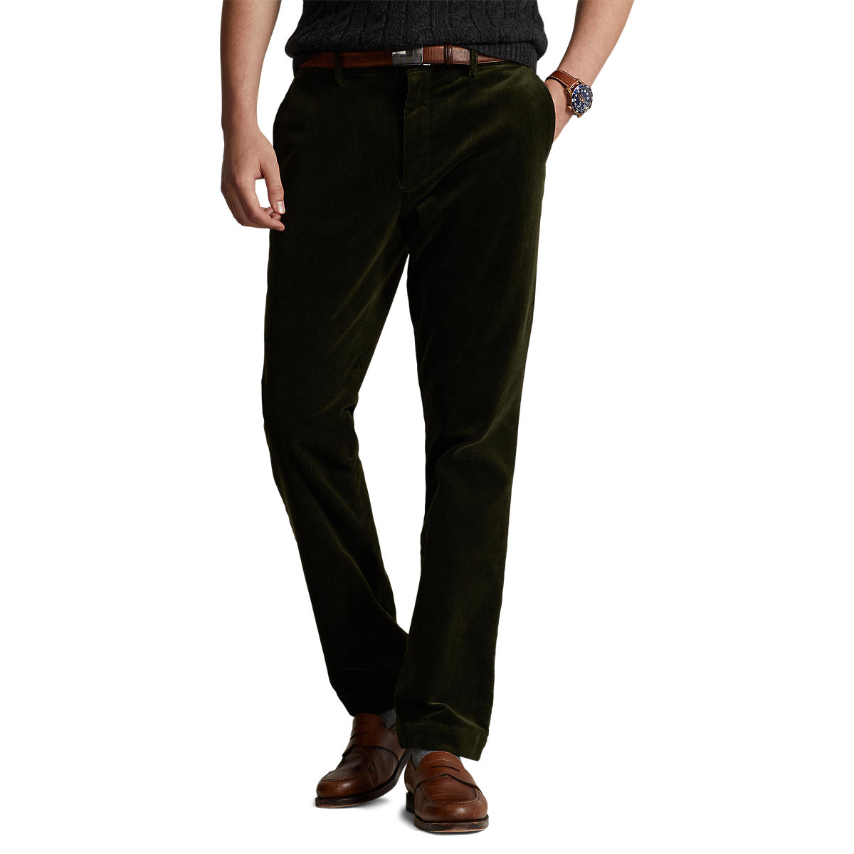 Polo Ralph Lauren Stretch Slim Fit Corduroy Trouser - Oliven | Follestad