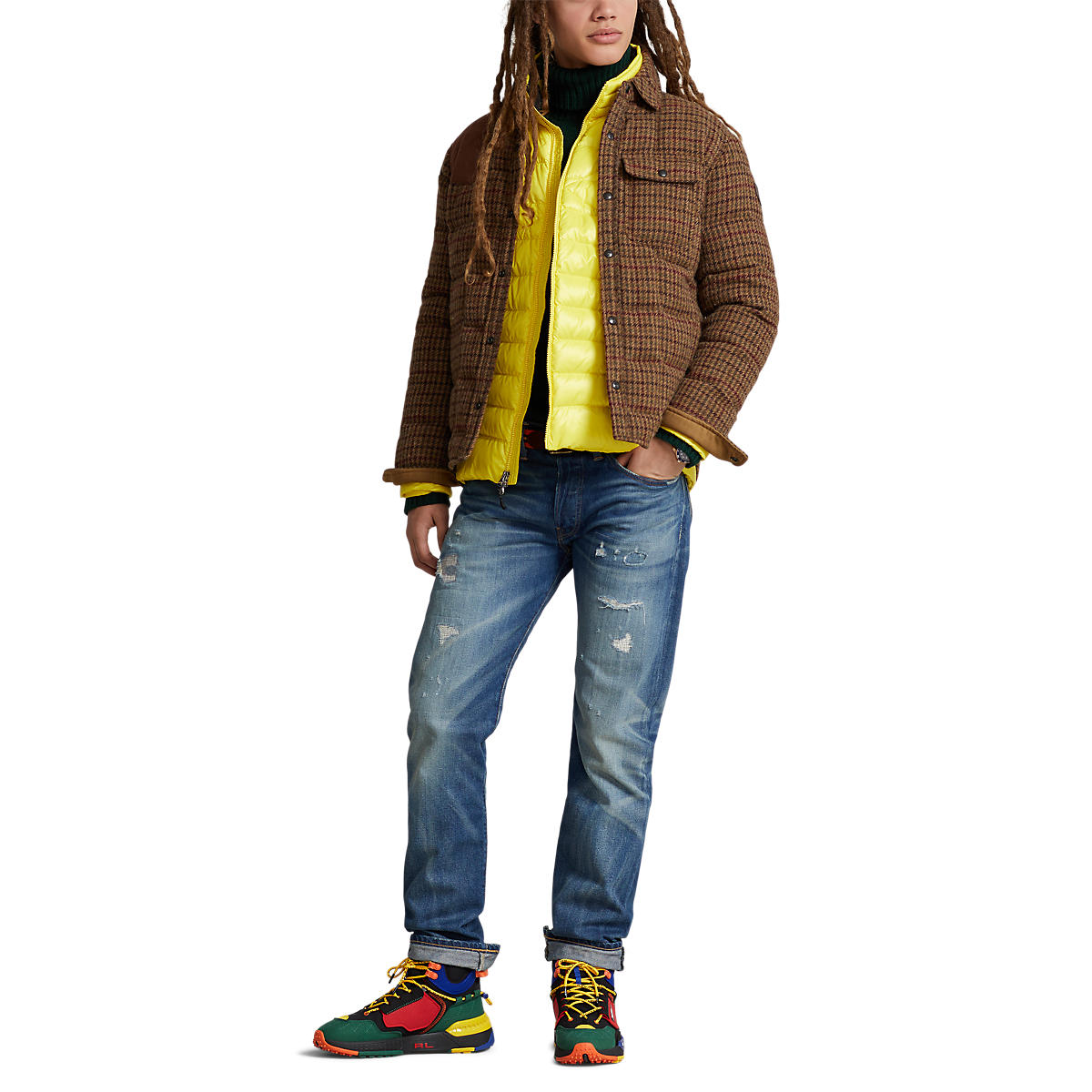 Polo Ralph Lauren Suede-Patch Wool Down Jacket - Brun | Follestad Polo Ralph Lauren Suede-Patch Wool Down Jacket - Brun | Follestad