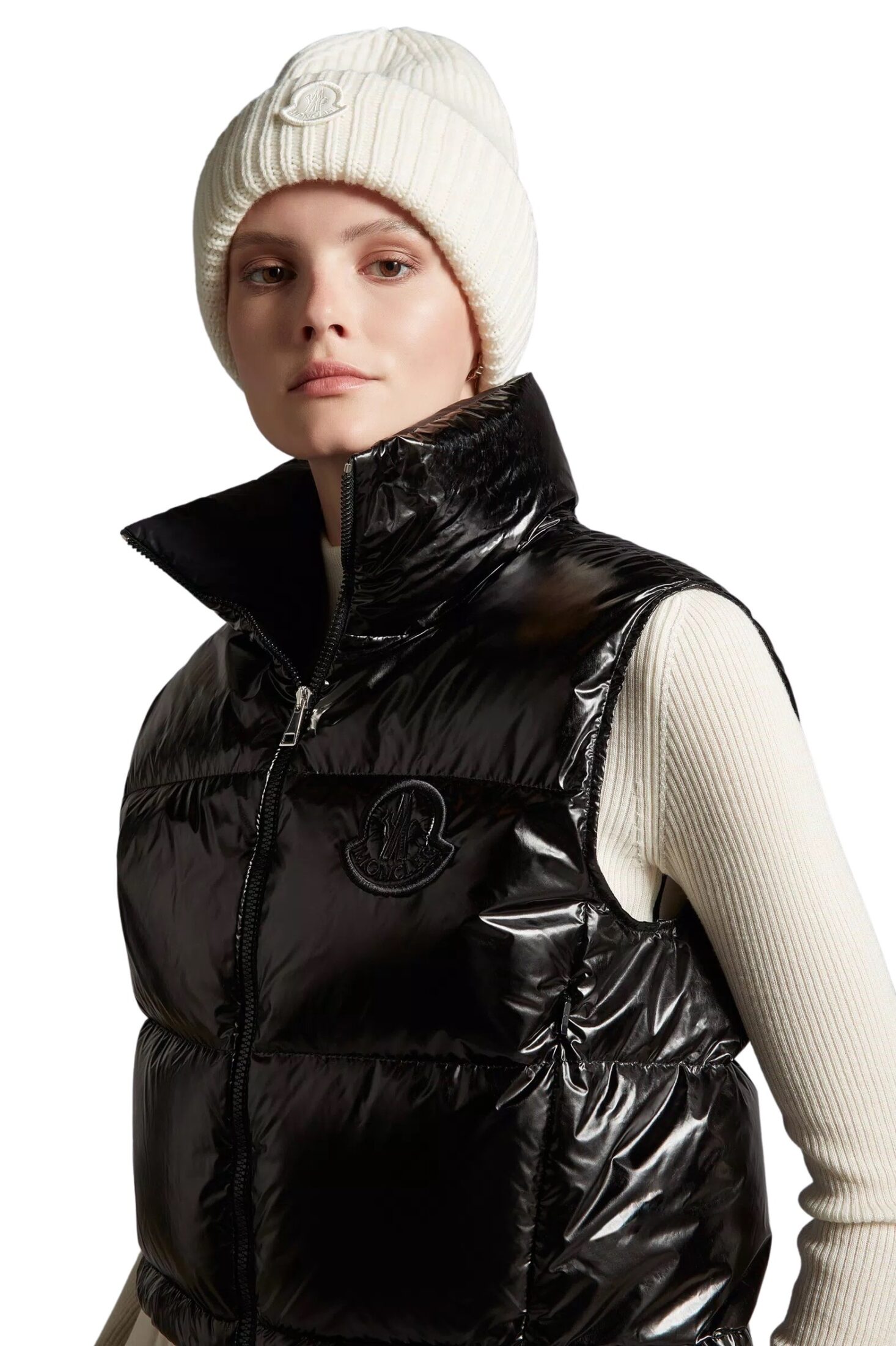 Moncler Wool Beanie Unisex - Hvit | Follestad