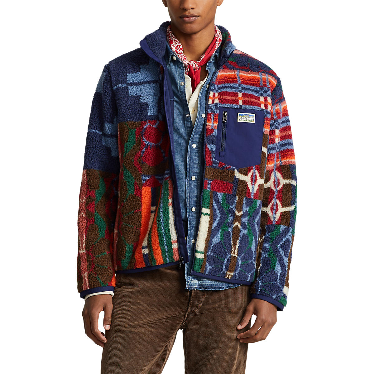 Polo Ralph Lauren Patchwork-Print Pile Fleecejakke - Flerfarget | Follestad