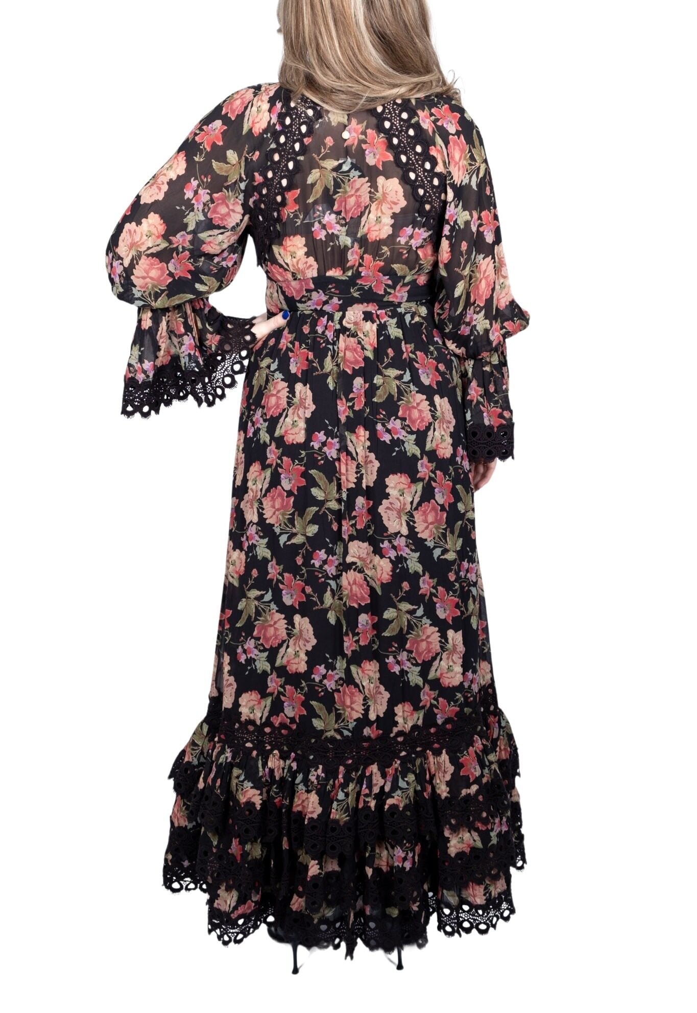 byTiMo Georgette Gown - Sort/Rosa | Follestad