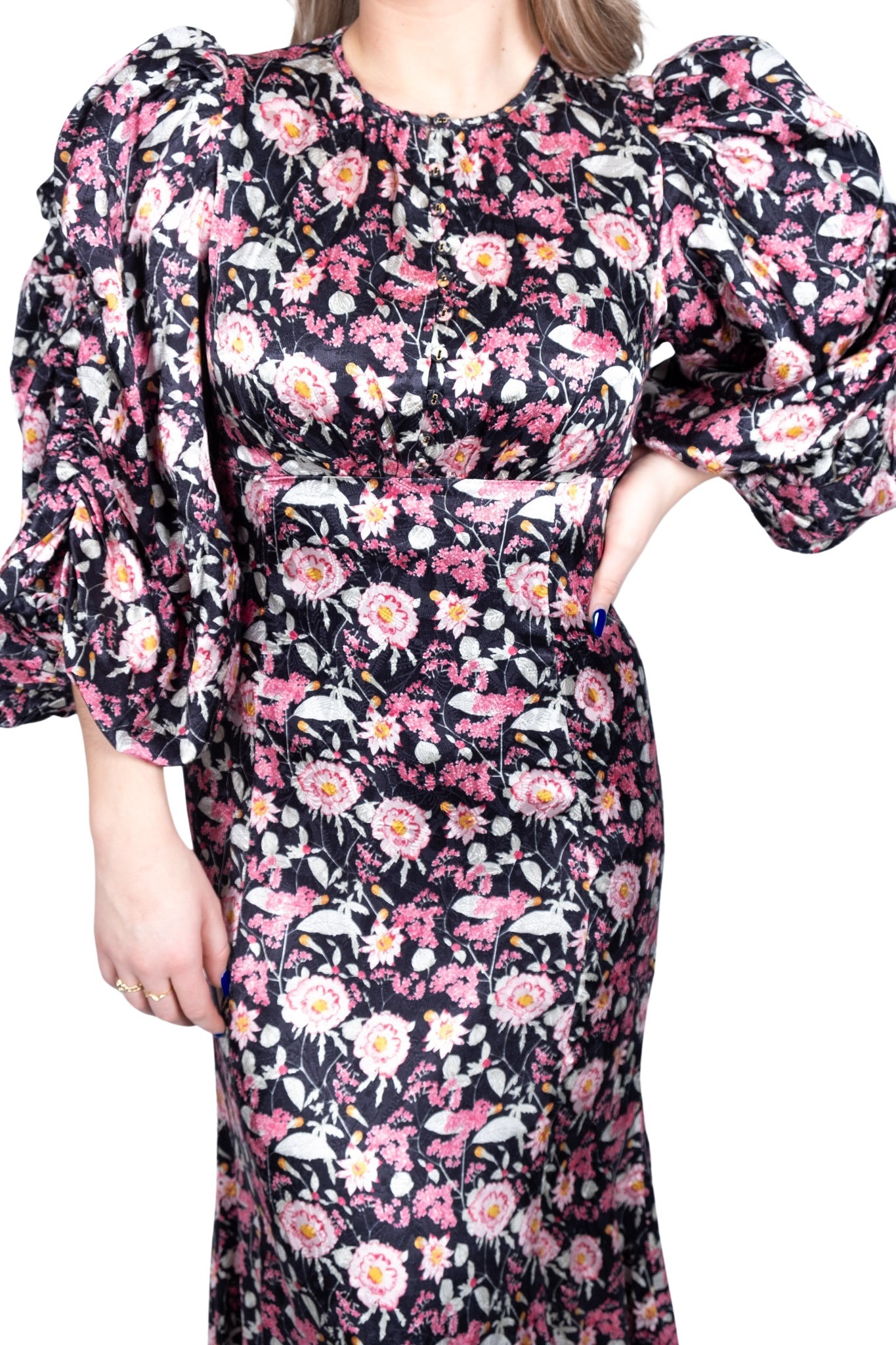 byTiMo Jacquard Rouching Dress - Rosa | Follestad