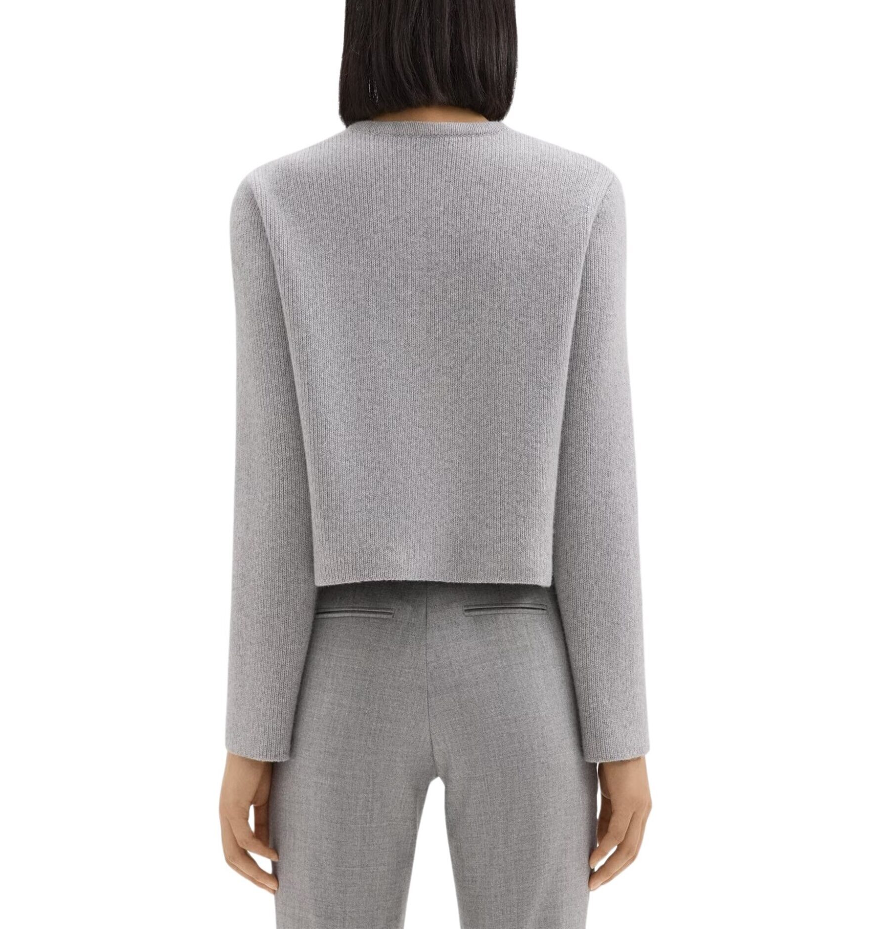 Theory Cropped Knit Jacket In Felted Wool Cashmere - Grå | Follestad
