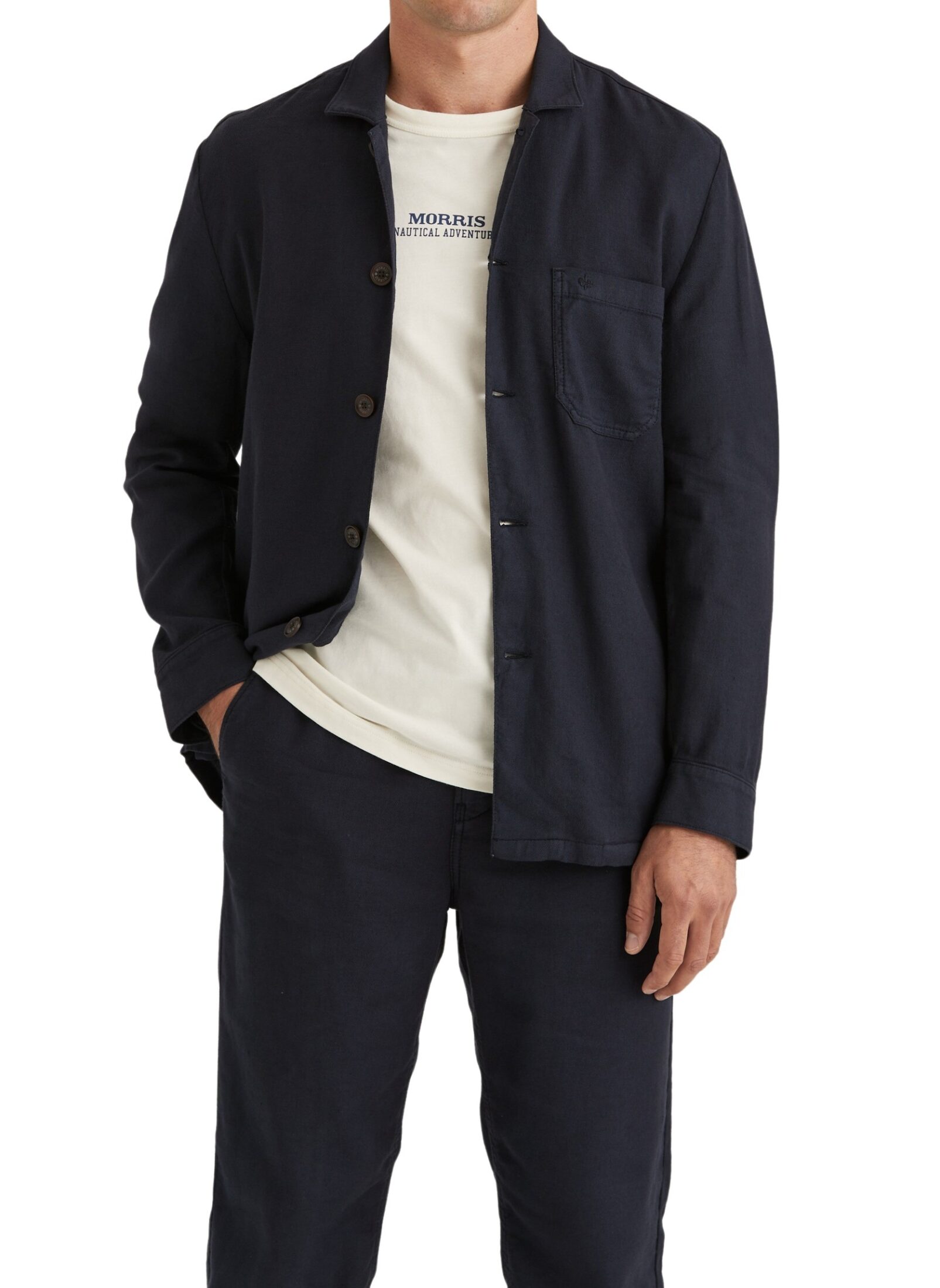 Morris Stockholm Linen Shirt Jacket - Marine | Follestad