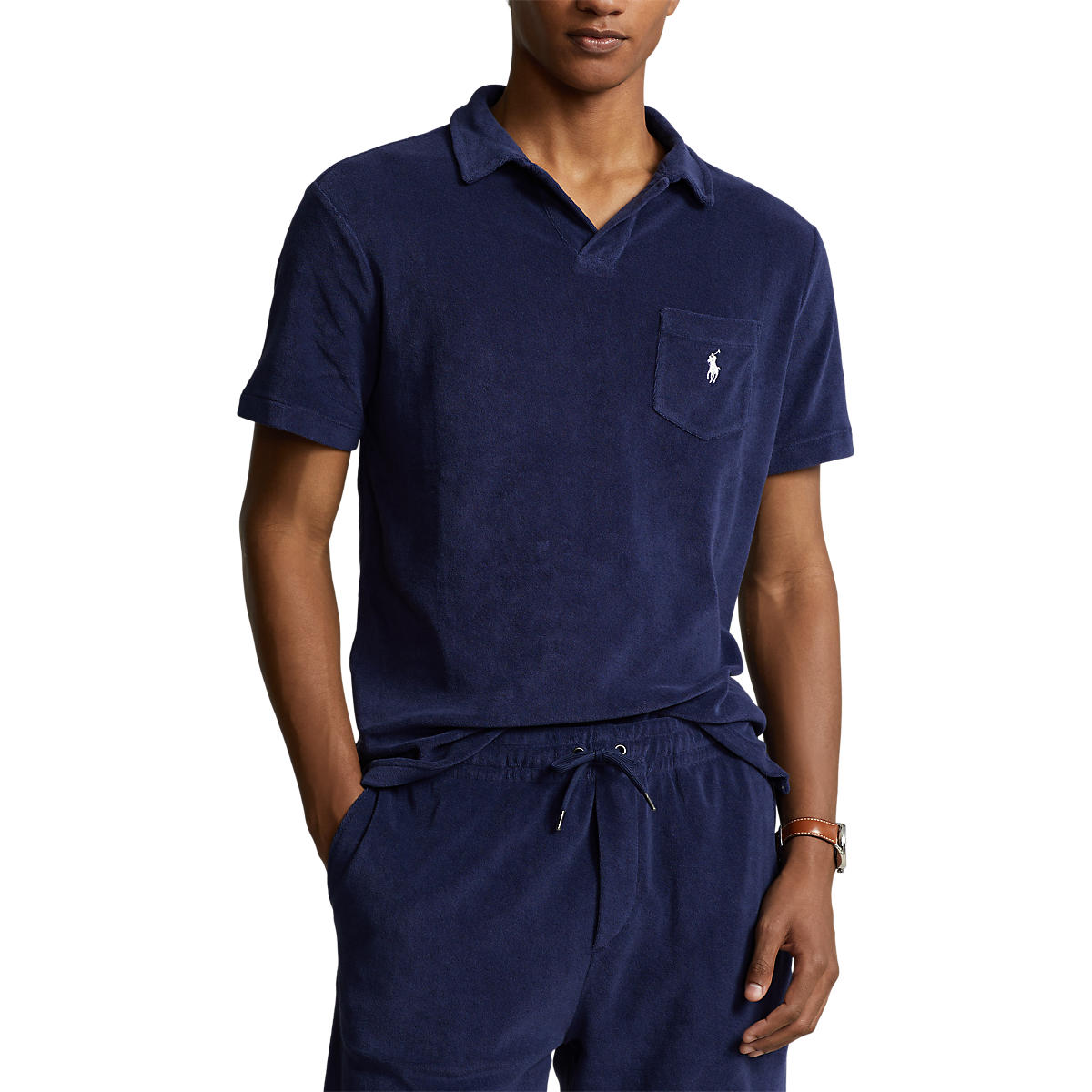 Polo Ralph Lauren Custom Slim Fit Terry Polo Shirt - Marine | Follestad