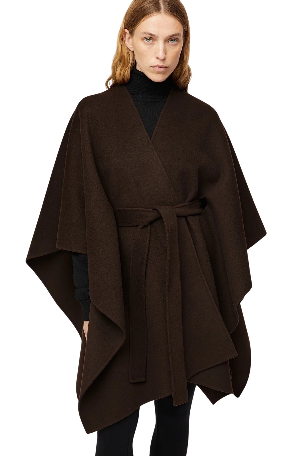 FWSS Belted Double Poncho - Sort | Follestad