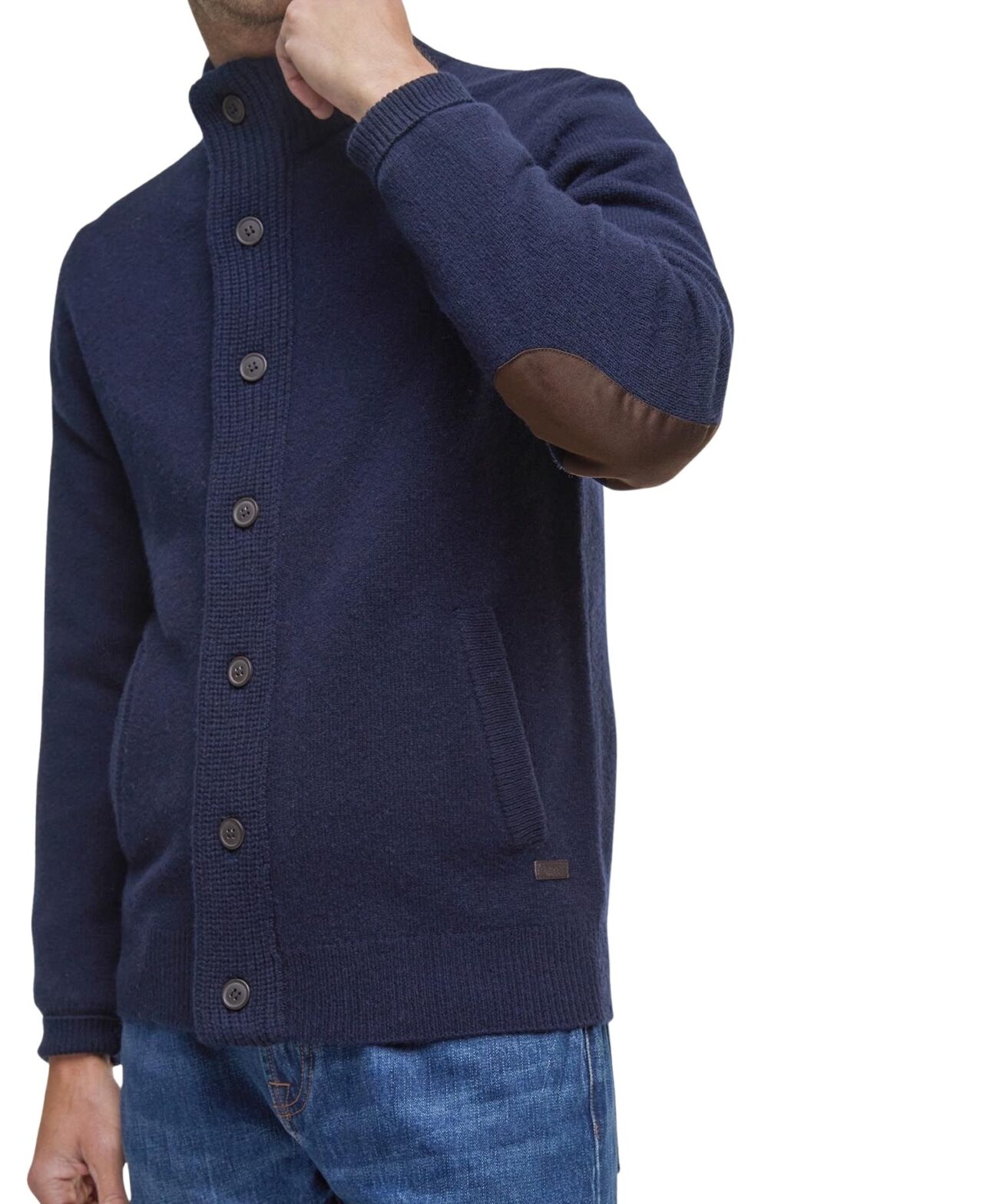 Barbour Essential Elbow-Patch Cardigan - Classic Navy | Follestad