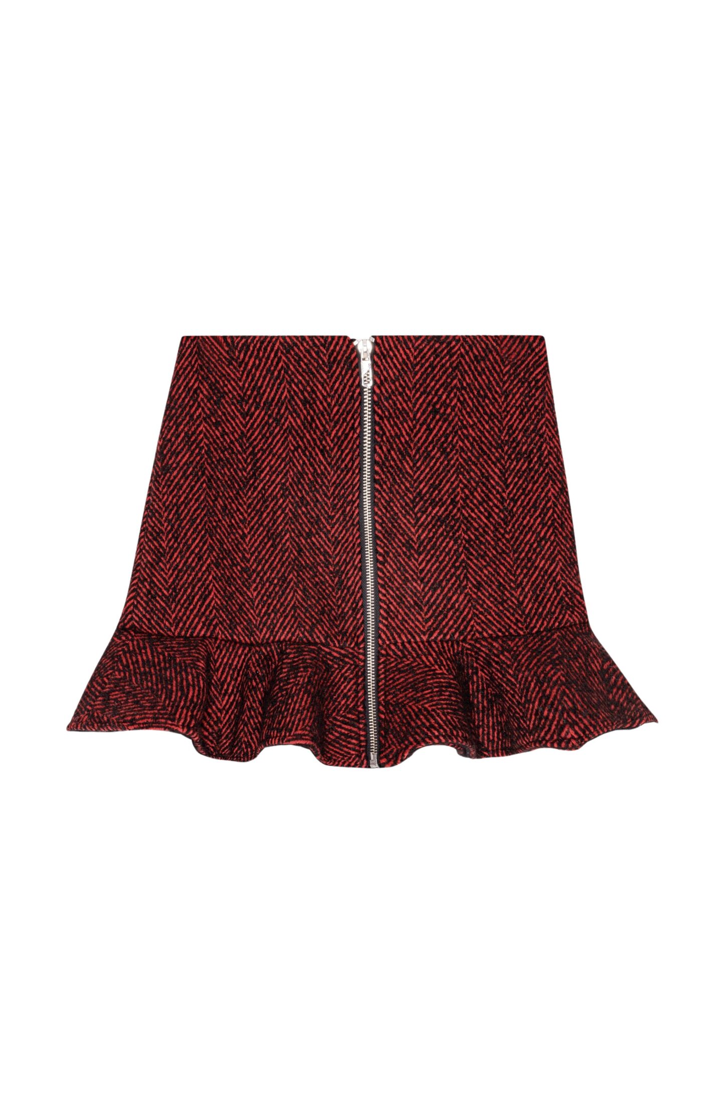 Ganni Herringbone Wool Mini Skirt - Rød | Follestad