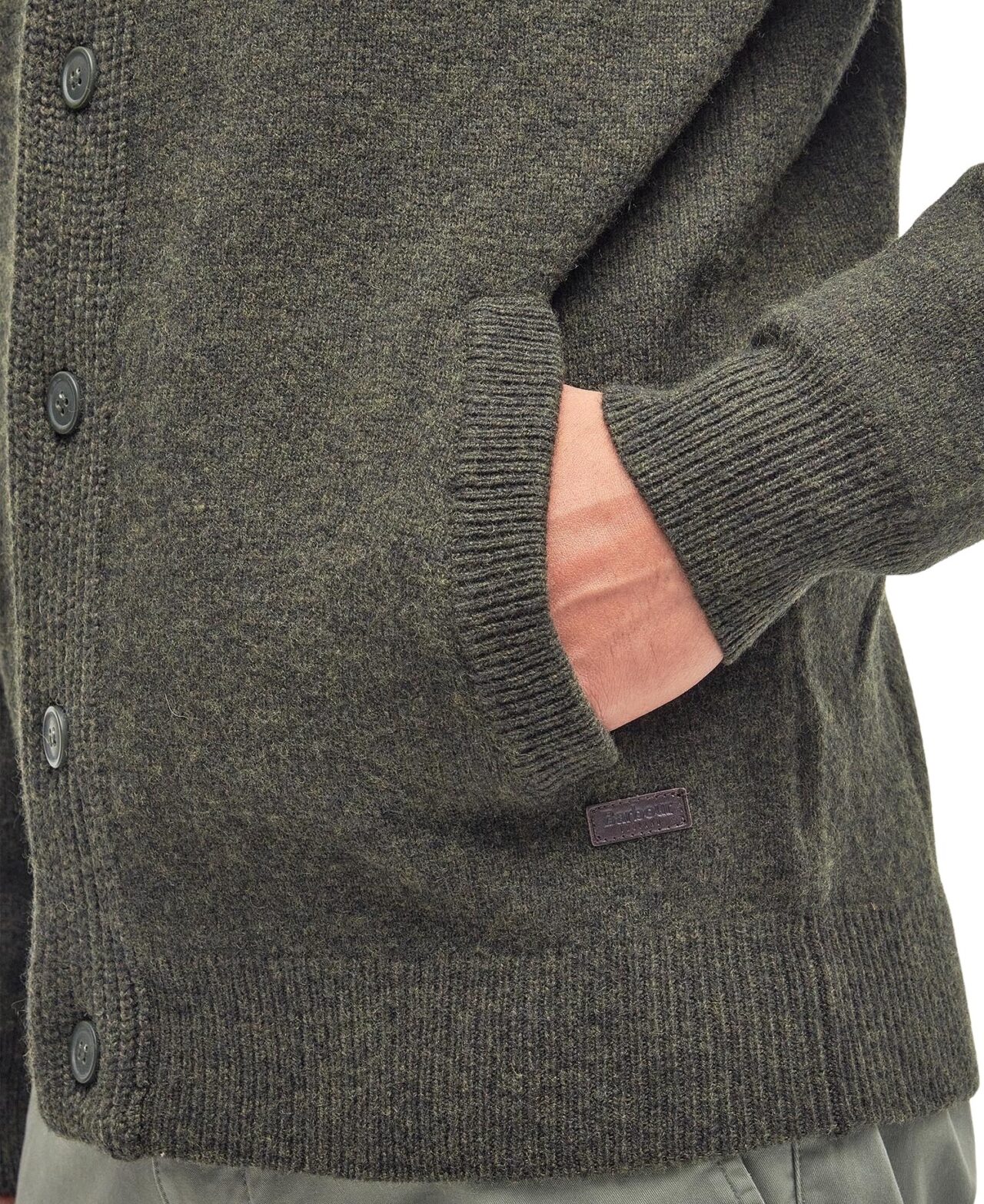 Barbour Essential Elbow-Patch Cardigan - Seaweed | Follestad
